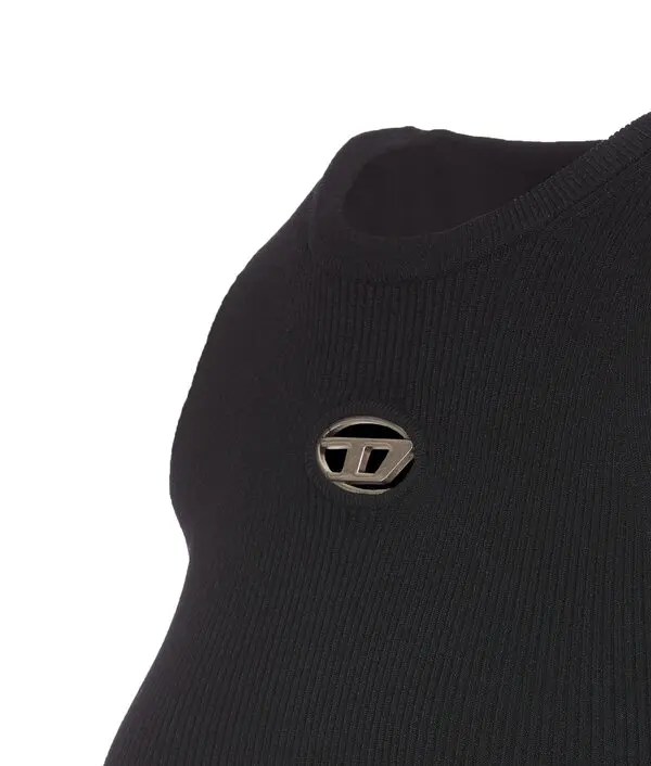 DIESEL® M-caddix Ribbed-knit Top With Logo Plaque