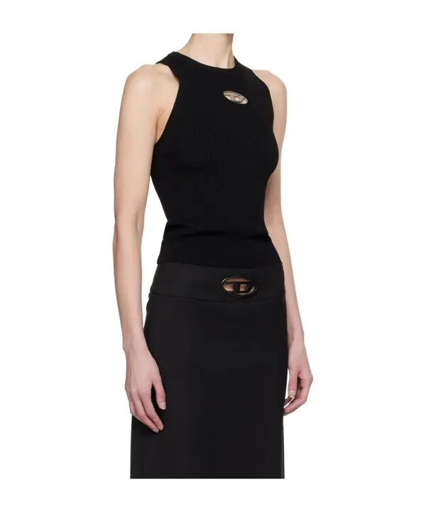 DIESEL® M-caddix Ribbed-knit Top With Logo Plaque