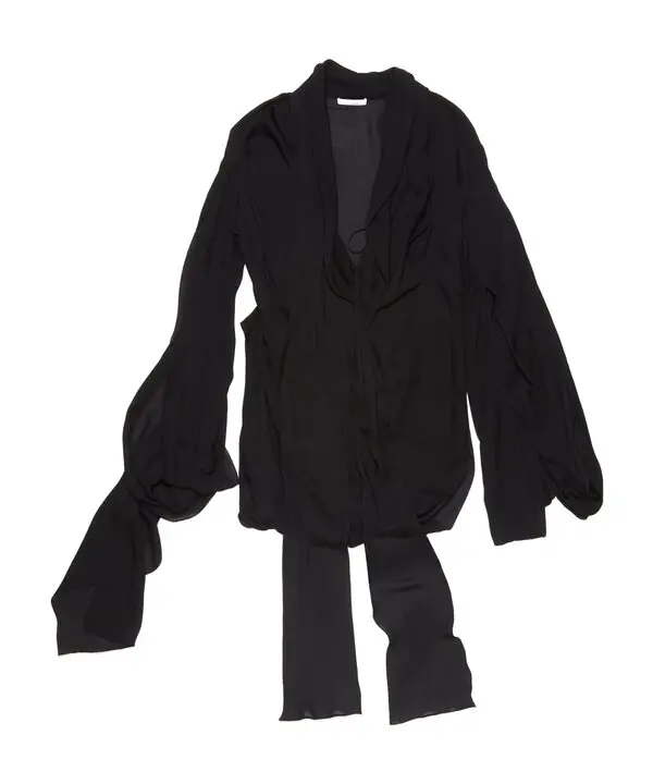 Acne Studios Deep V-neck Scarf Detail Long Sleeve Top - Black