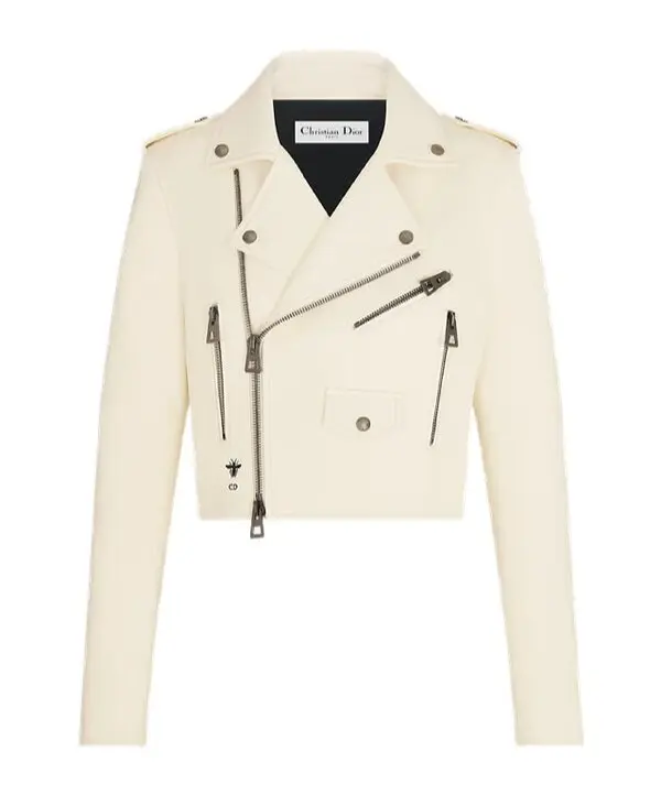 Dior Cropped Perfecto Jacket - White