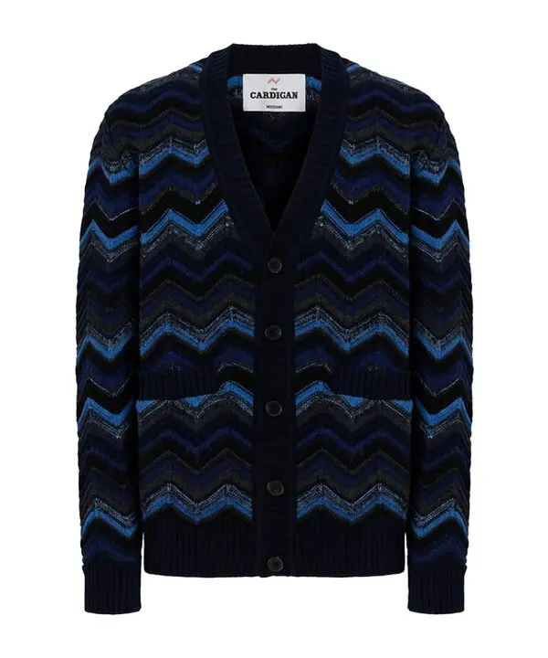 Missoni Zigzag Knit V-neck Cardigan - Midnight Blue / Blue