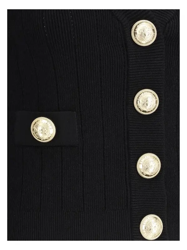 Balmain Chiocciola Long Sleeved Buttoned Cardigan - Black