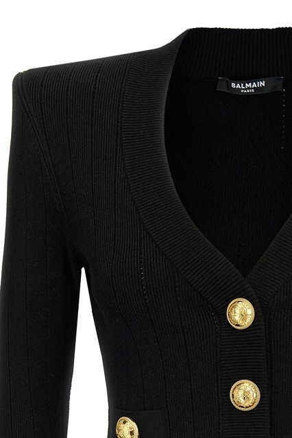 Balmain Chiocciola Long Sleeved Buttoned Cardigan - Black