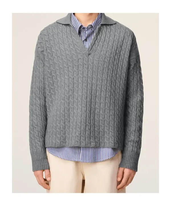 Ami Cable Knit Wool And Cashmere Polo