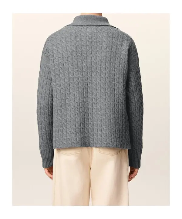 Ami Cable Knit Wool And Cashmere Polo