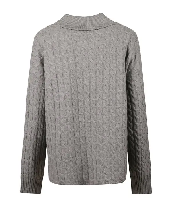 AMI Paris Cable Knit Wool And Cashmere Polo