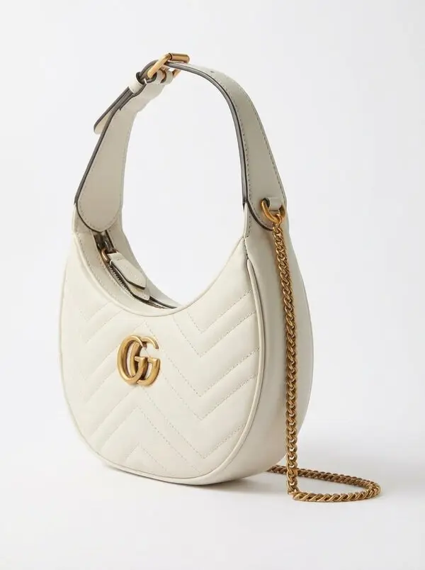 Gucci Gg Marmont Half-moon Mini Bag - White