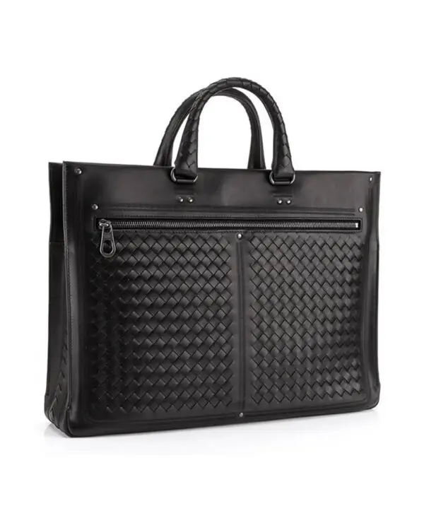Bottega Veneta Woven Leather Briefcase - Black