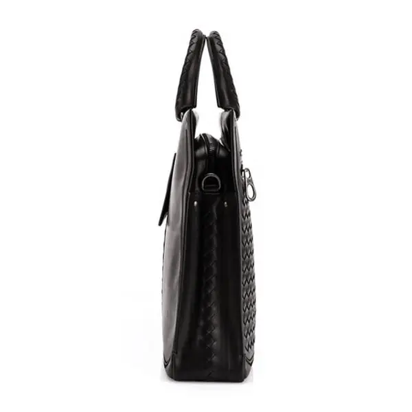 Bottega Veneta Woven Leather Briefcase - Black