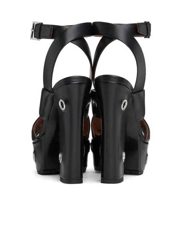 Alaïa Platform Block Heel Sandals With Eyelets - Black