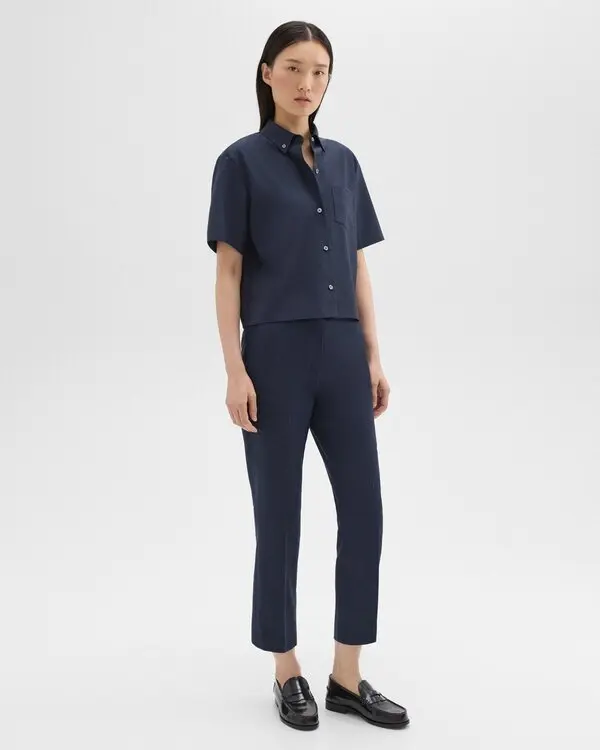 Theory High-waisted Slim Cropped Wool Trousers - Black