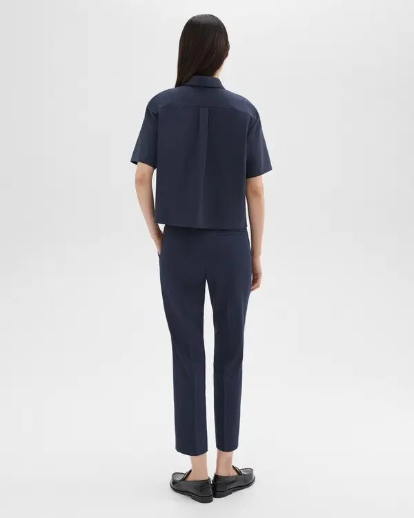 Theory High-waisted Slim Cropped Wool Trousers - Black