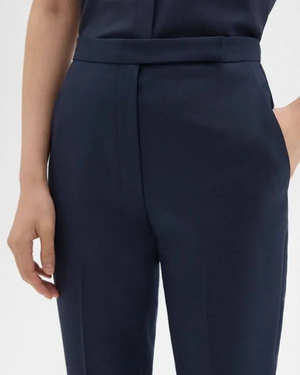 Theory High-waisted Slim Cropped Wool Trousers - Black