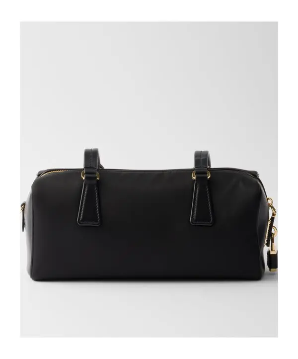 Prada Logo Plaque Padlock Medium Tote Bag - Black