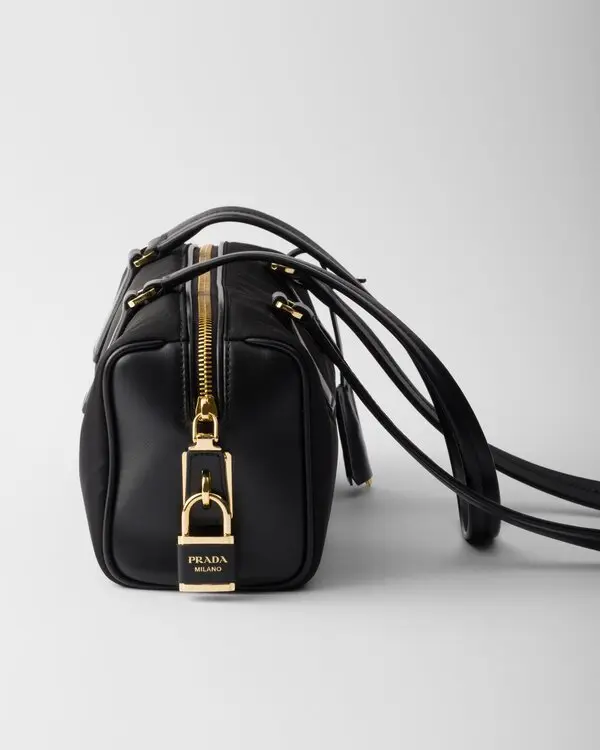 Prada Logo Plaque Padlock Medium Tote Bag - Black
