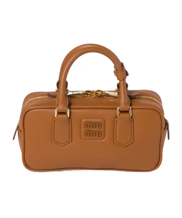 Miu Miu Arcadie Zipped Tote Bag - Cognac