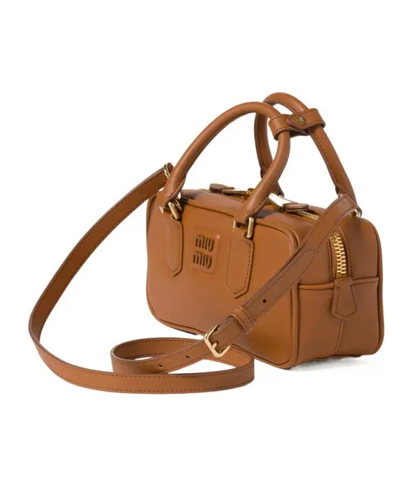 Miu Miu Arcadie Zipped Tote Bag - Cognac