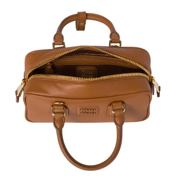 Miu Miu Arcadie Zipped Tote Bag - Cognac