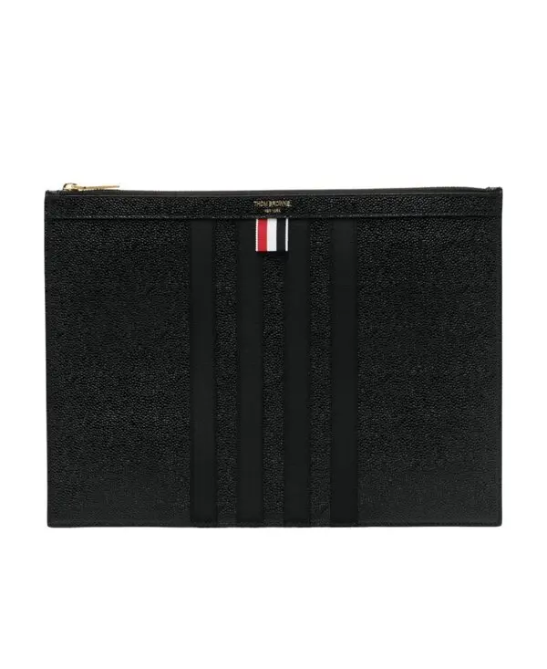 Thom Browne Logo Stamp Clutch Bag - Black