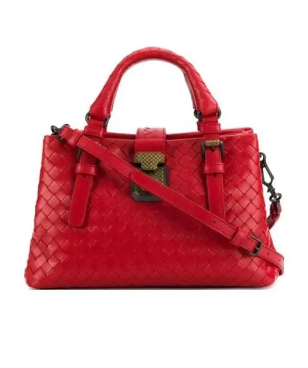 Bottega Veneta Woven Double Handle Bag - Red