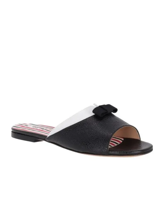 Thom Browne Flat Sandals With Bow Detailing