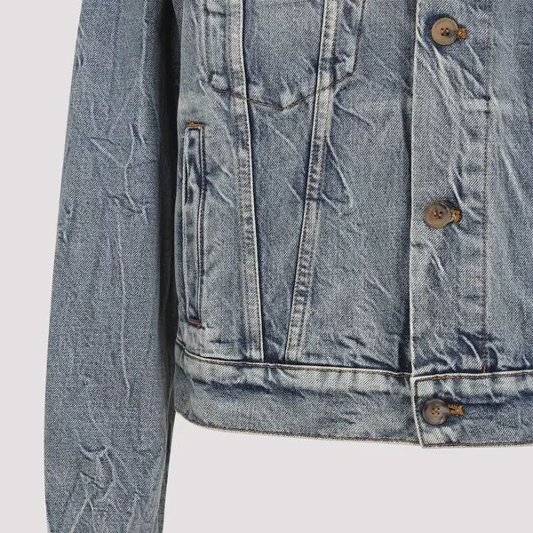 Miu Miu Denim Blouson Jacket With Leather Collar