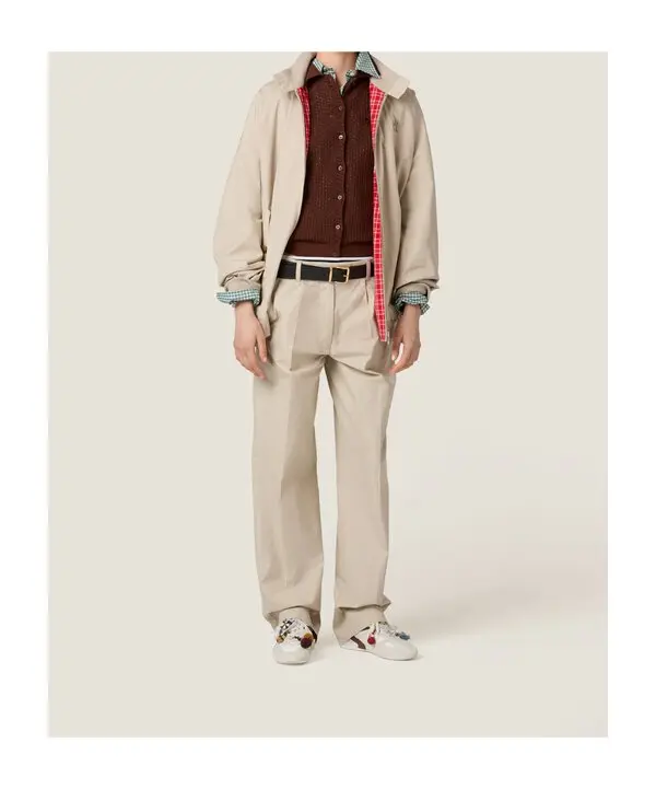 Miu Miu Straight Leg Trousers With Embroidered Logo