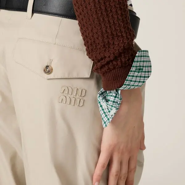 Miu Miu Straight Leg Trousers With Embroidered Logo