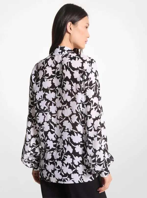 Michael Kors Allover Floral Printed Long-sleeved Shirt