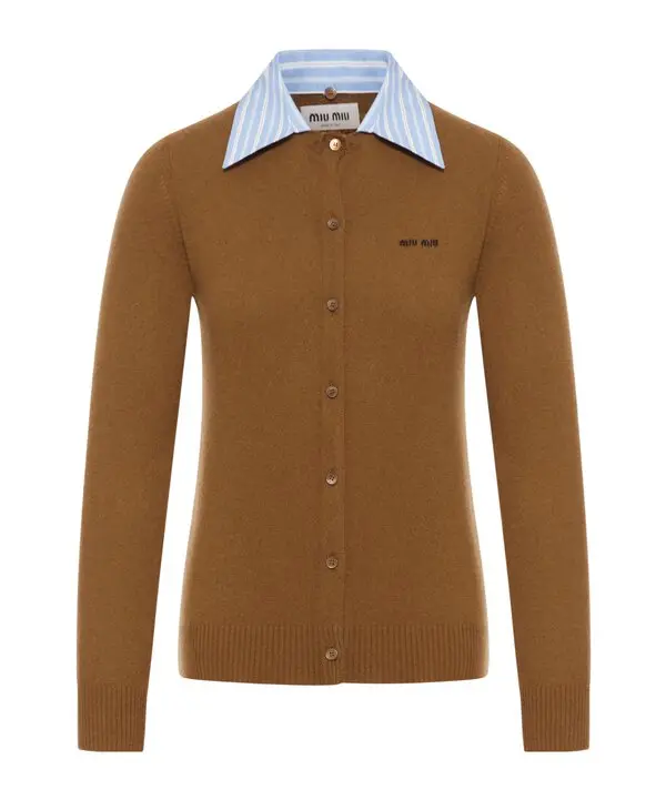Miu Miu Cashmere Cardigan With Lapel Collar