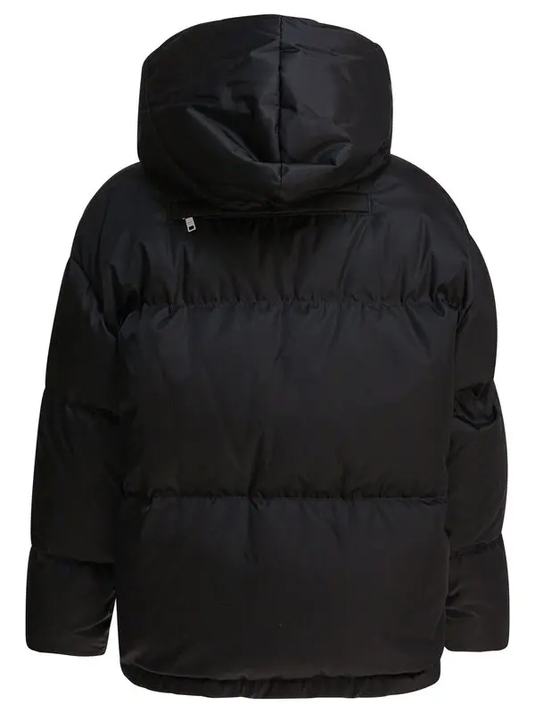 Prada Zip-up Hooded Puffer Jacket - Black