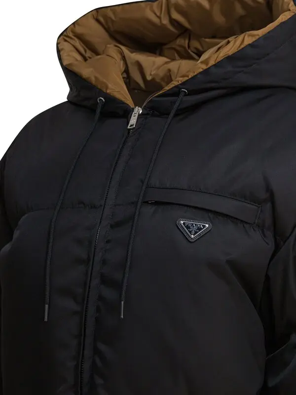 Prada Zip-up Hooded Puffer Jacket - Black
