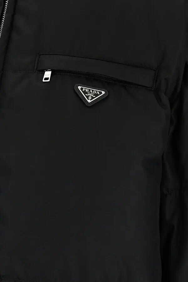 Prada Zip-up Hooded Puffer Jacket - Black