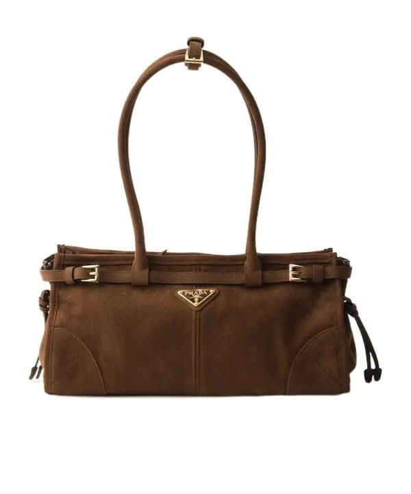Prada Bonnie Buckled Shoulder Bag - Cocoa Brown