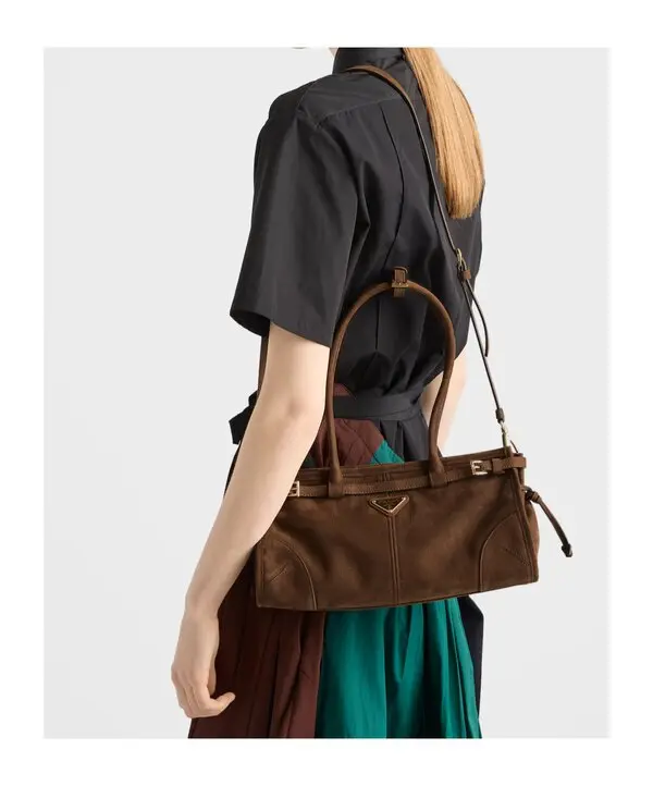 Prada Bonnie Buckled Shoulder Bag - Cocoa Brown
