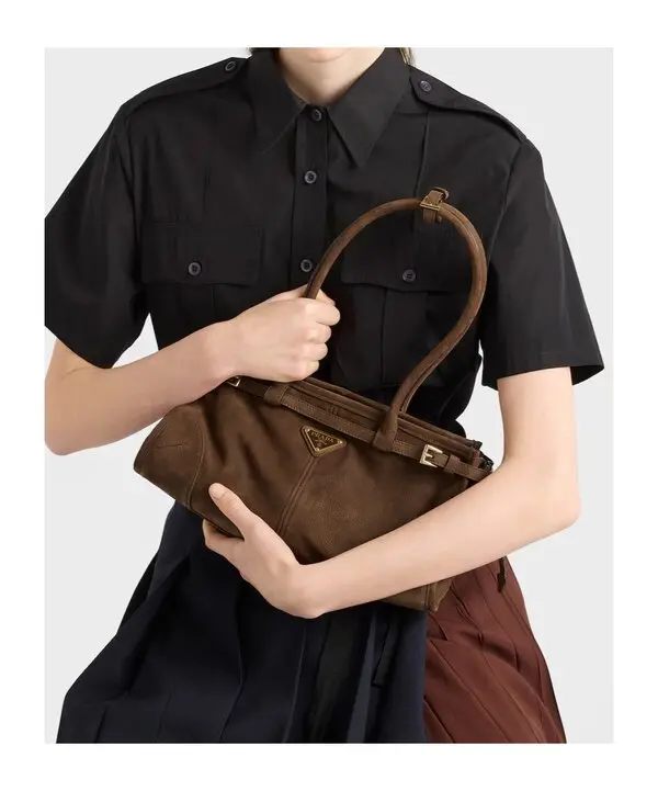 Prada Bonnie Buckled Shoulder Bag - Cocoa Brown