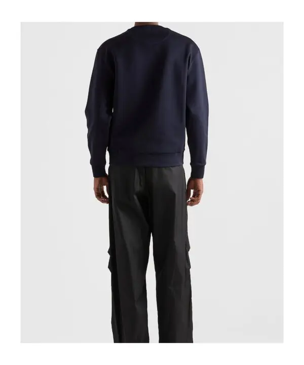 Prada Triangle-logo Crewneck Sweatshirt - Navy Blue