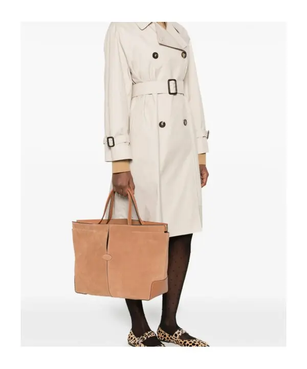 TOD'S Structured Suede Tote Bag - Brown