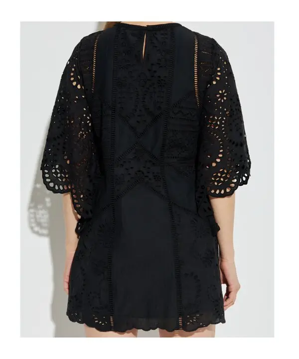 ALLSAINTS Round Neck Short Sleeve Dress With Cut-out Details - Black