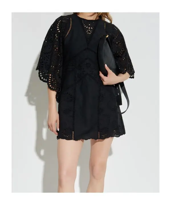 ALLSAINTS Round Neck Short Sleeve Dress With Cut-out Details - Black