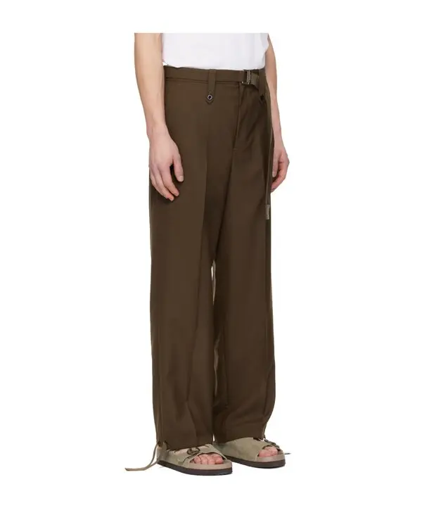 Sacai Wool Blend Casual Pants - Brown