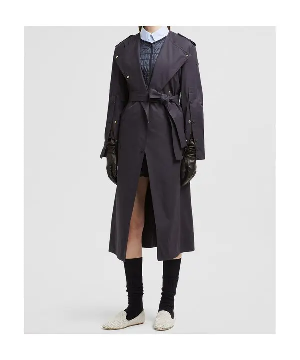 Moncler Belted Button-up Coat With Removable Padded Vest
