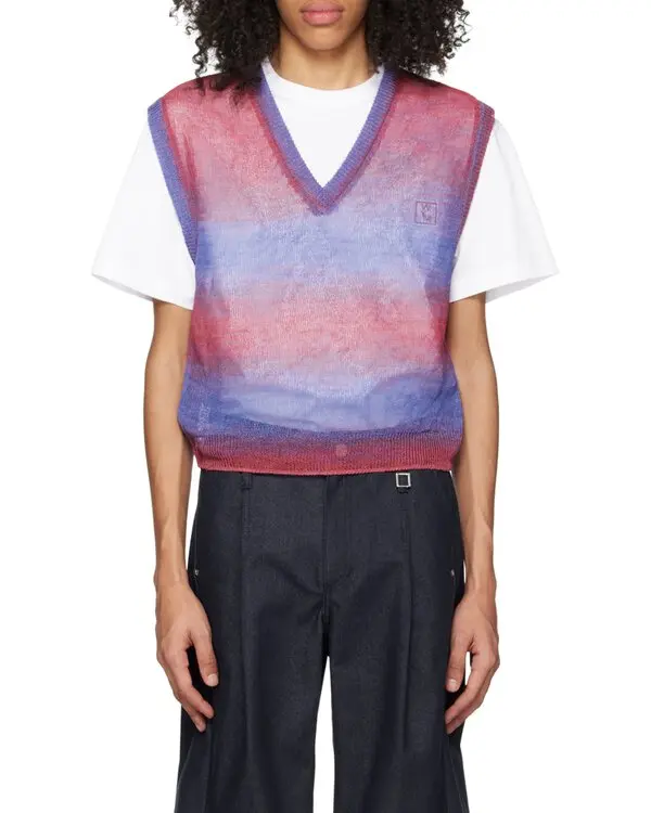 WOOYOUNGMI Graded Stripe Pattern Knitted Vest - Black