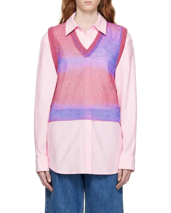 WOOYOUNGMI Graded Stripe Pattern Knitted Vest