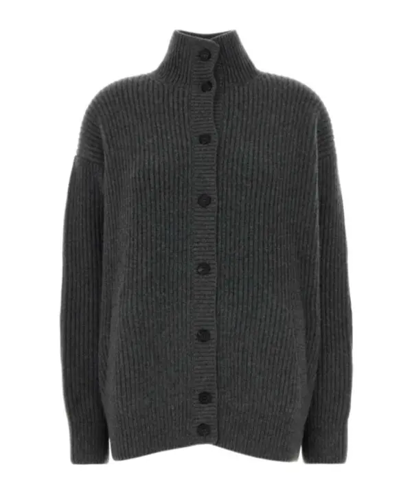 Prada High-neck Ribbed Knit Button-up Cardigan