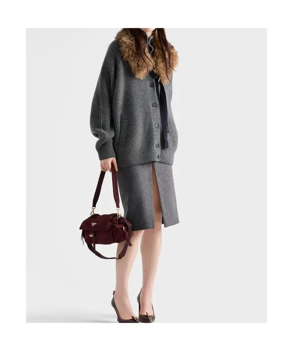 Prada High-neck Ribbed Knit Button-up Cardigan