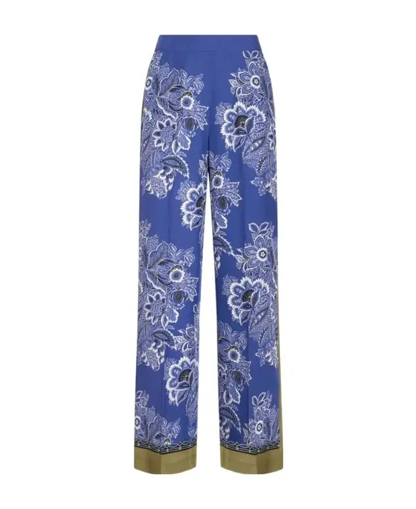 Etro Bandanna Bouquet Palazzo Trousers - Blue