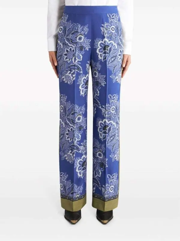 Etro Floral Print Straight-leg Trousers