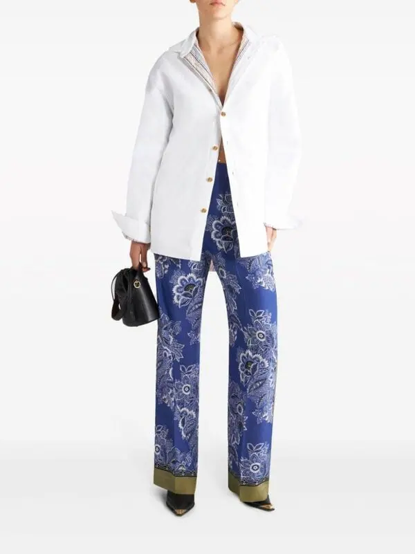 Etro Floral Print Straight-leg Trousers