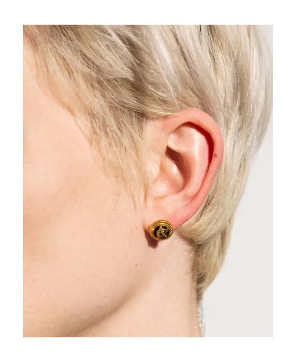 Versace Medusa Head Stud Earrings - Yellow